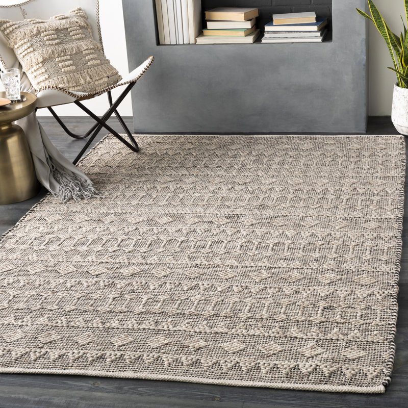 Dakota Fields Aquiel Handmade Flatweave Black/Beige Rug | Wayfair
