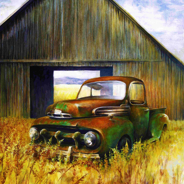 August Grove® Old Rusty Truck - Wrapped Canvas Print | Wayfair