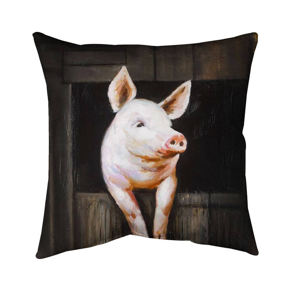 Begin Edition International Inc. Smiling Pig Square Throw Pillow Cover ...