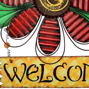 Arlmont & Co. Metal Daisy Welcome Hanging Sign & Reviews | Wayfair