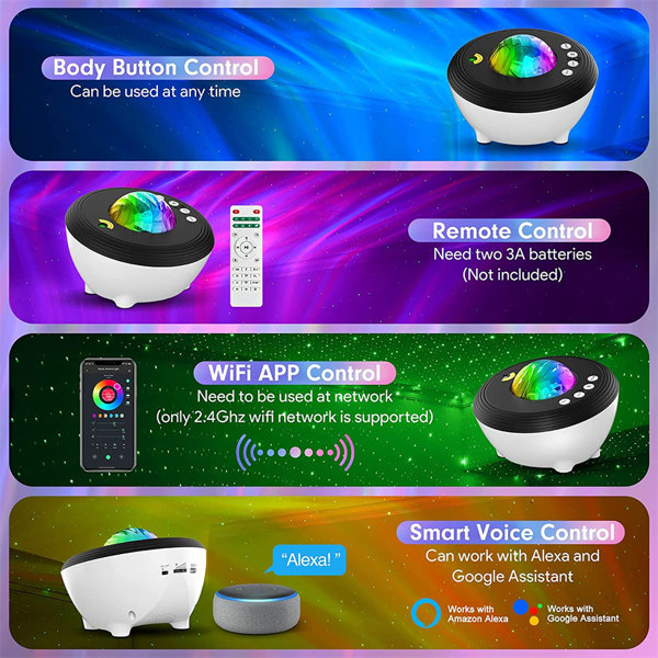 Onewell Kid Aurora Galaxy Projector Work With Alexa & Smart App Night ...