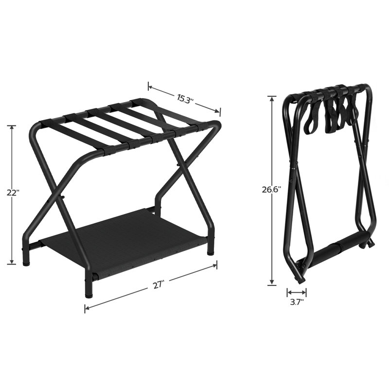 HOOBRO Metal Folding Luggage Rack with Storage | Wayfair