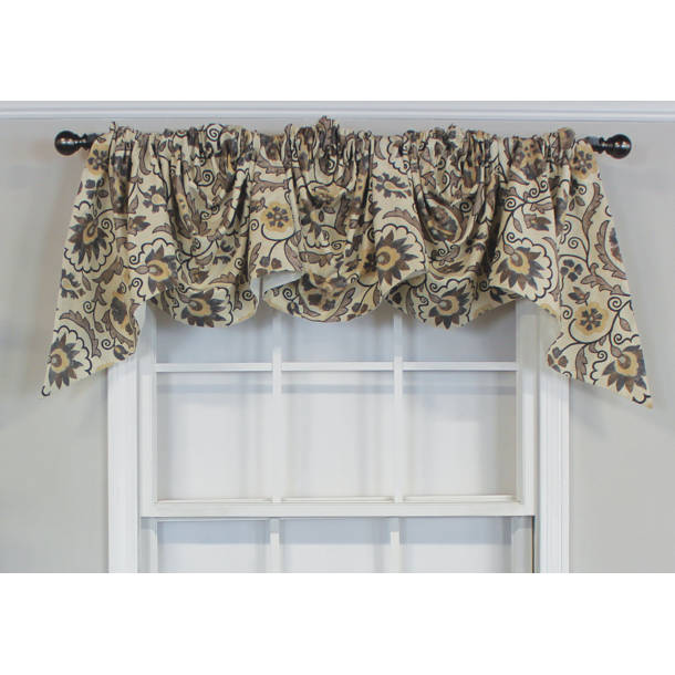 RLF Home Floral Cotton Blend Swag 40'' W Window Valance in Beige | Wayfair