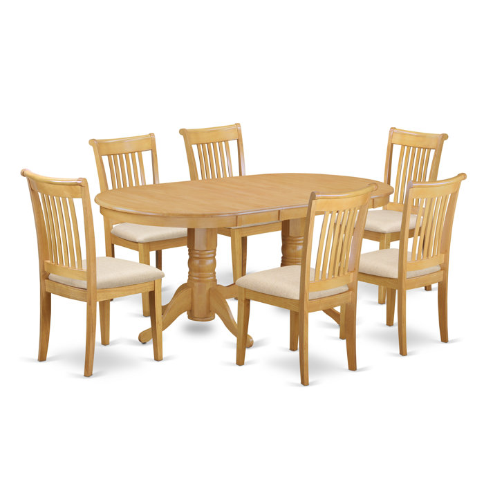 Alcott Hill® Daniella Extendable Rubberwood Double Pedestal Dining Set ...