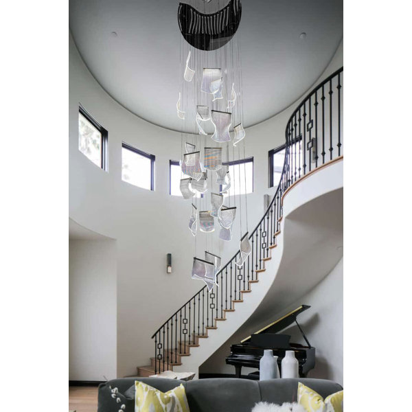 Orren Ellis Monahans 24 - Light Acrylic LED Tiered Chandelier | Wayfair