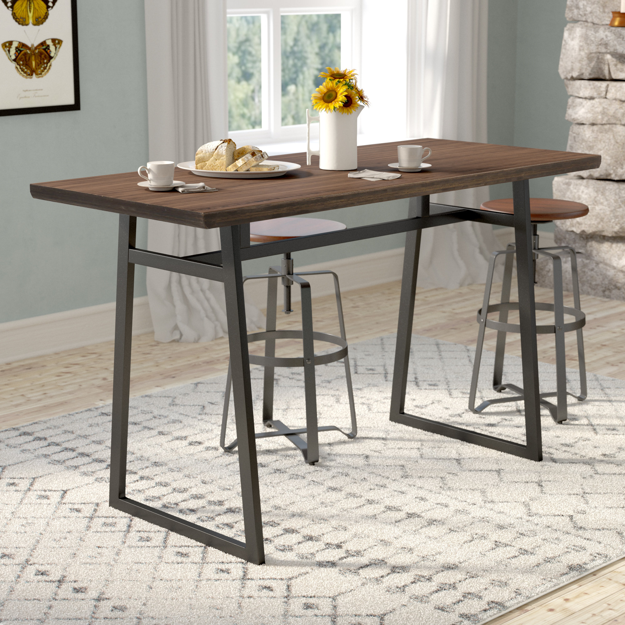 Ivy Bronx Avenell Counter Height 60'' Trestle Dining Table & Reviews ...
