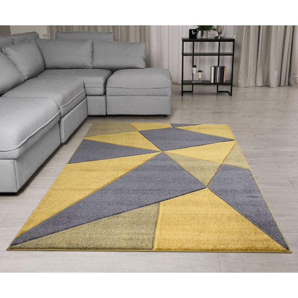 Mikado Living Kaydence Athens Flatweave Yellow/Grey Rug | Wayfair.co.uk