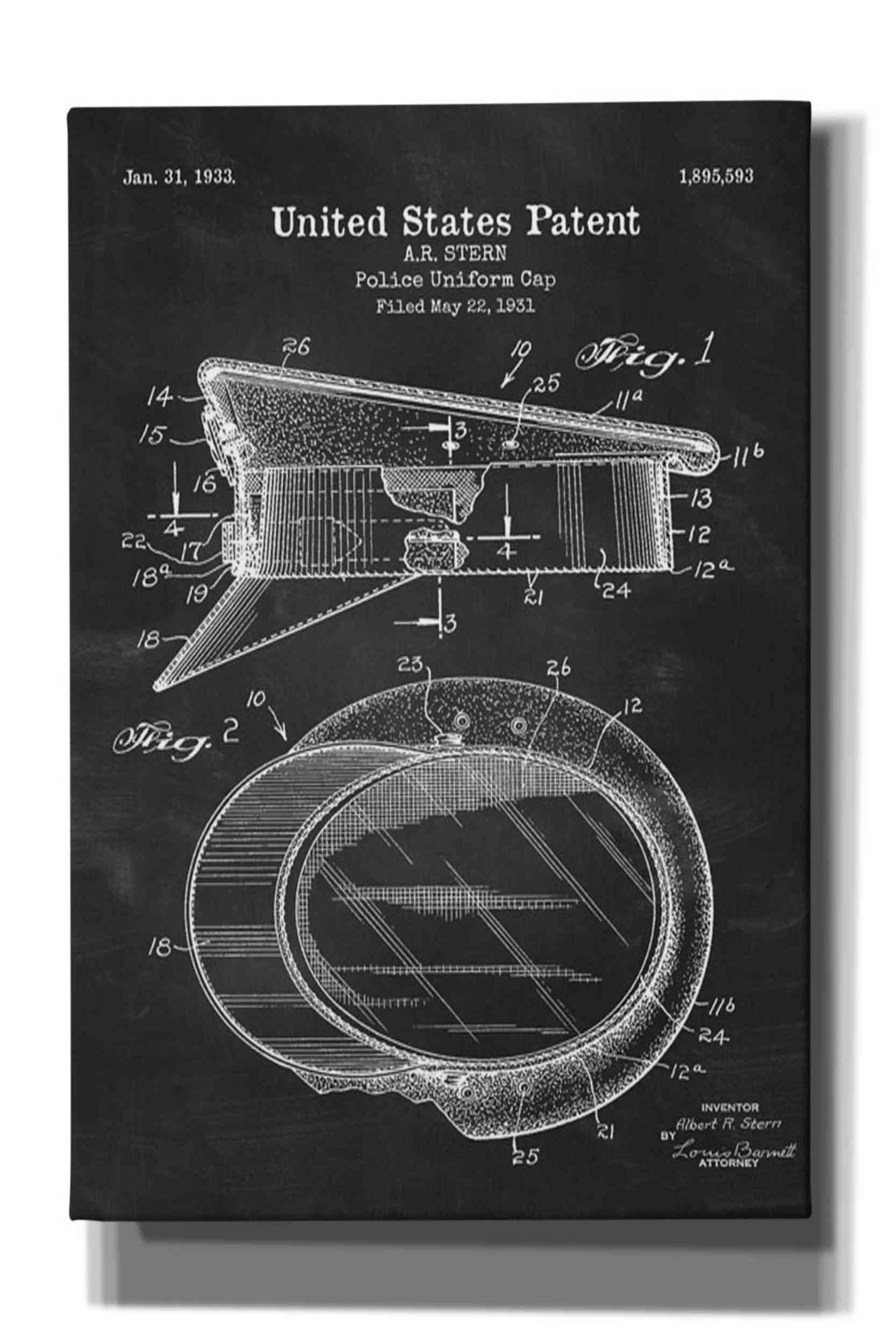 17 Stories Police Uniform Cap Blueprint Patent Chalkboard by - on | Wayfair