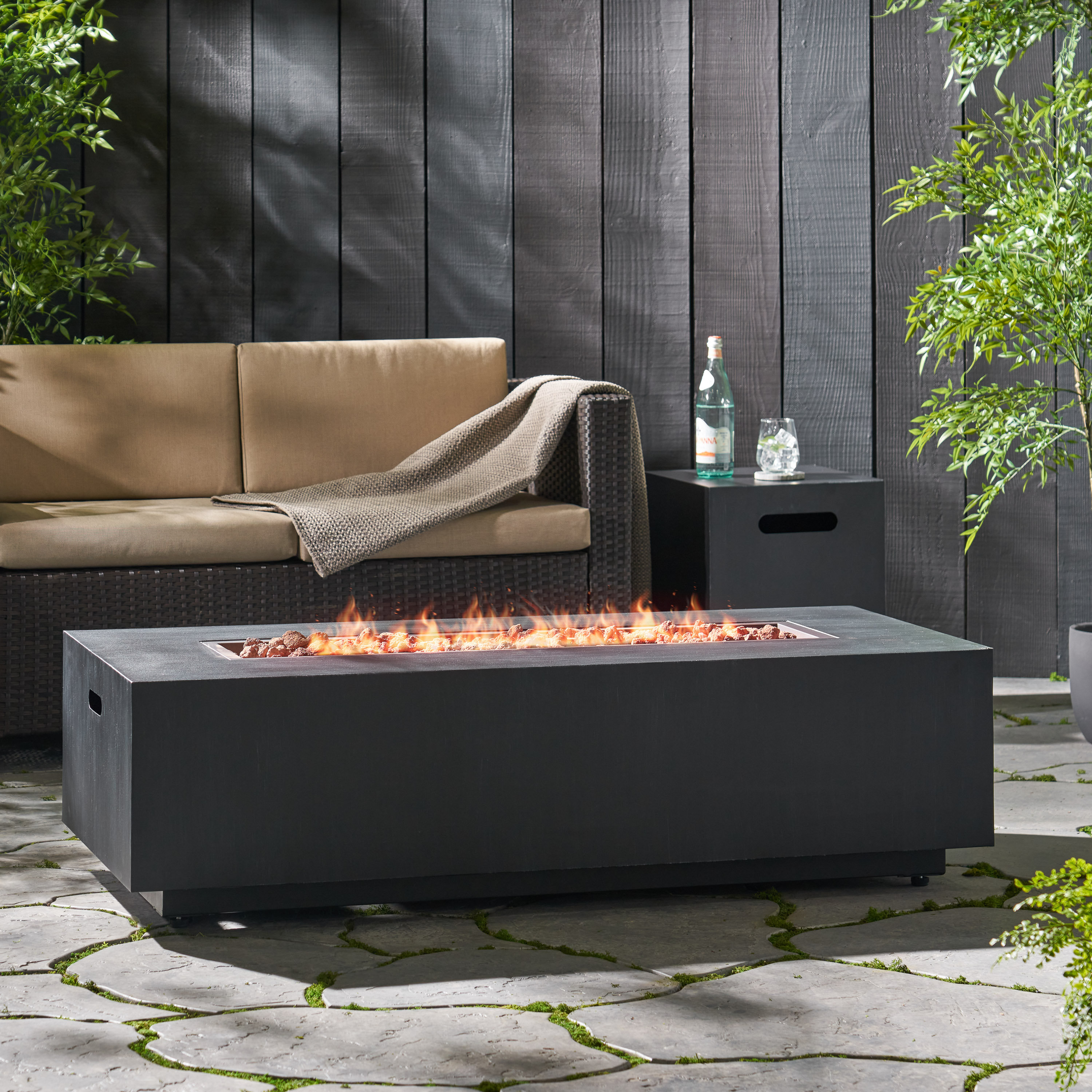 Wade Logan® Ashai 15'' H x 55'' W Iron Propane Outdoor Fire Pit ...