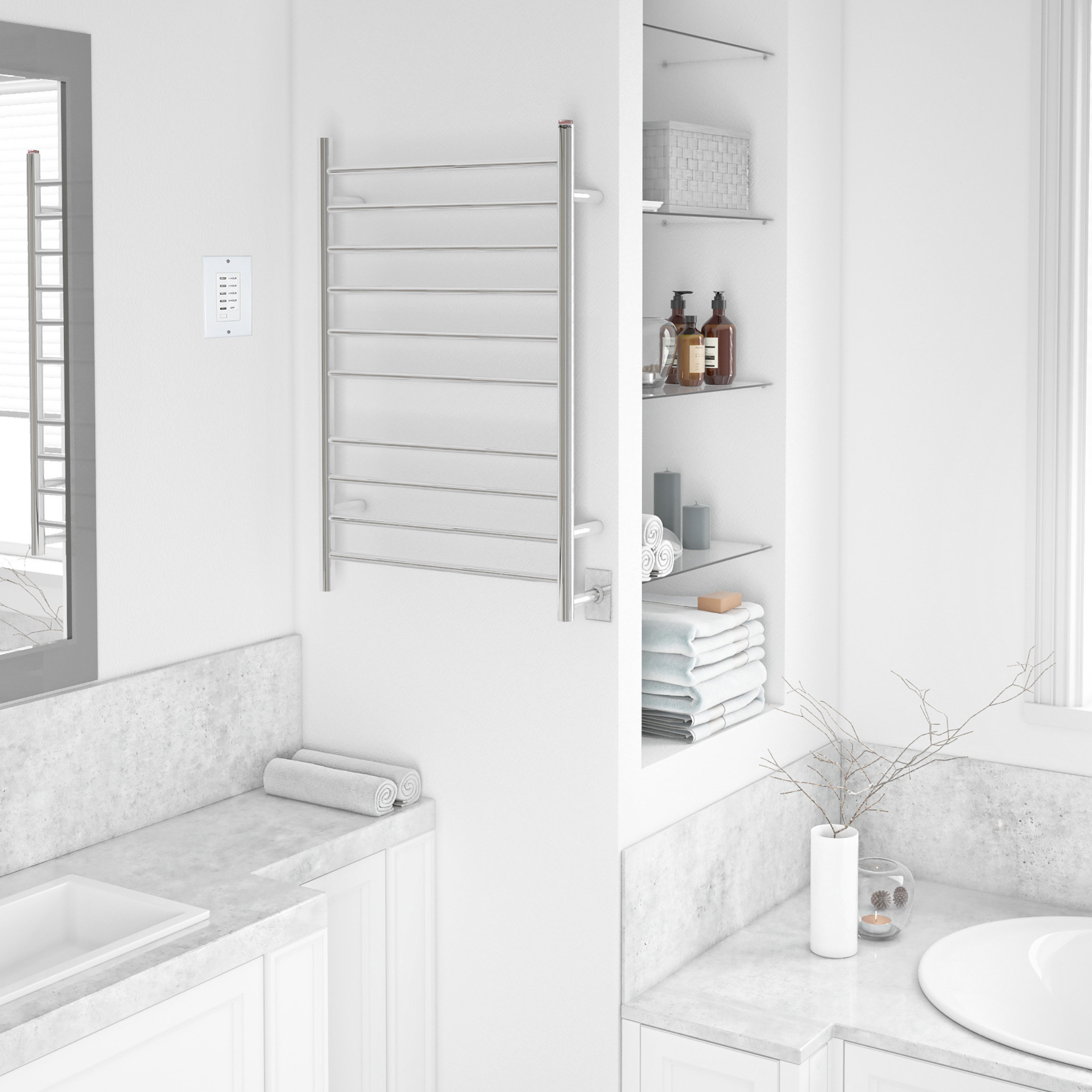 Ancona Novara Dual Wall Mounted Electric Towel Warmer with Countdown ...