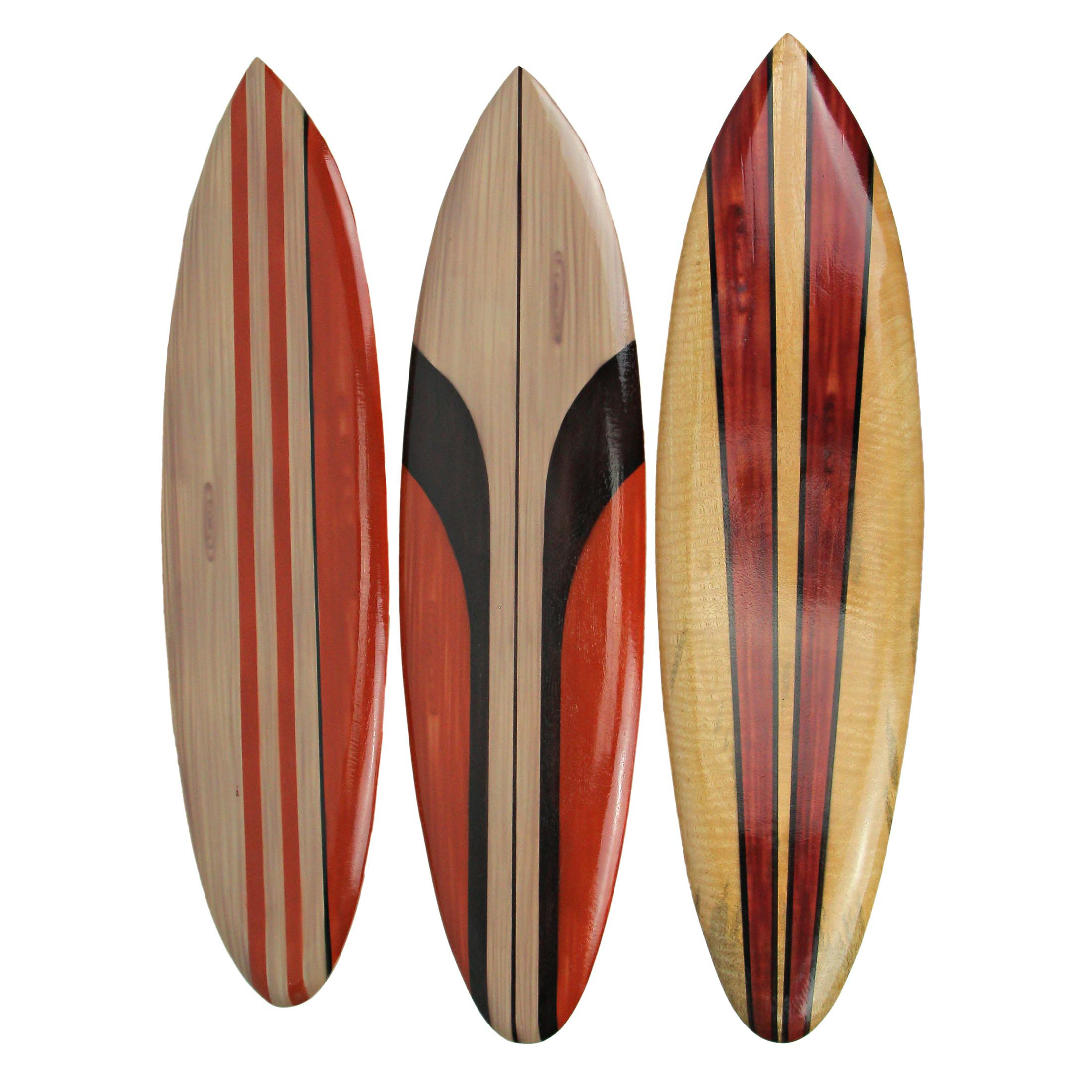Rosecliff Heights 3 Piece Hand Carved Painted Wooden Surfboard Wall ...