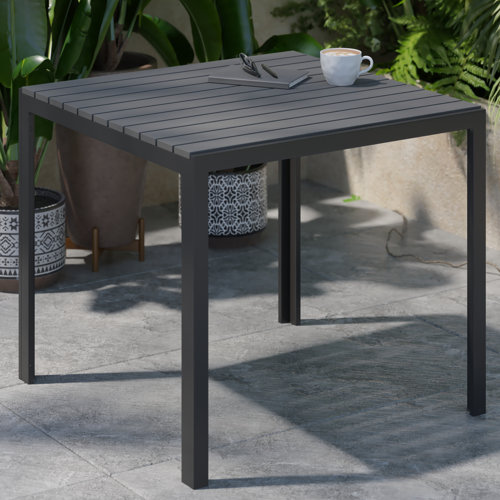 Latitude Run® Indoor/Outdoor Commercial Steel Patio Table with Poly ...
