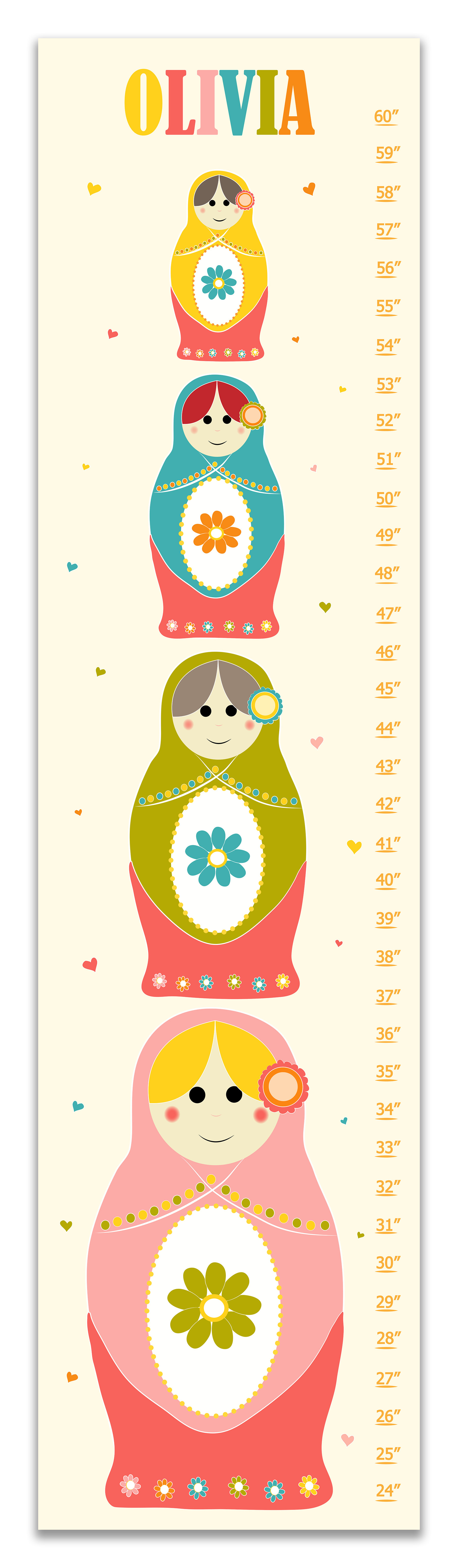 Zoomie Kids Hertz Nesting Dolls Personalized Growth Chart | Wayfair