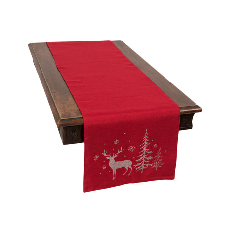 The Holiday Aisle® Adlai Rectangle Christmas Polyester Table Runner ...