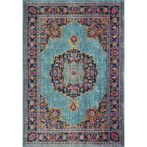 Langley Street Amber Power Loom Teal/Pink/Navy Rug & Reviews | Wayfair ...
