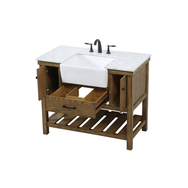 Winston Porter 42 Inch Single Bathroom Vanity In Natural Wood - Wayfair ...