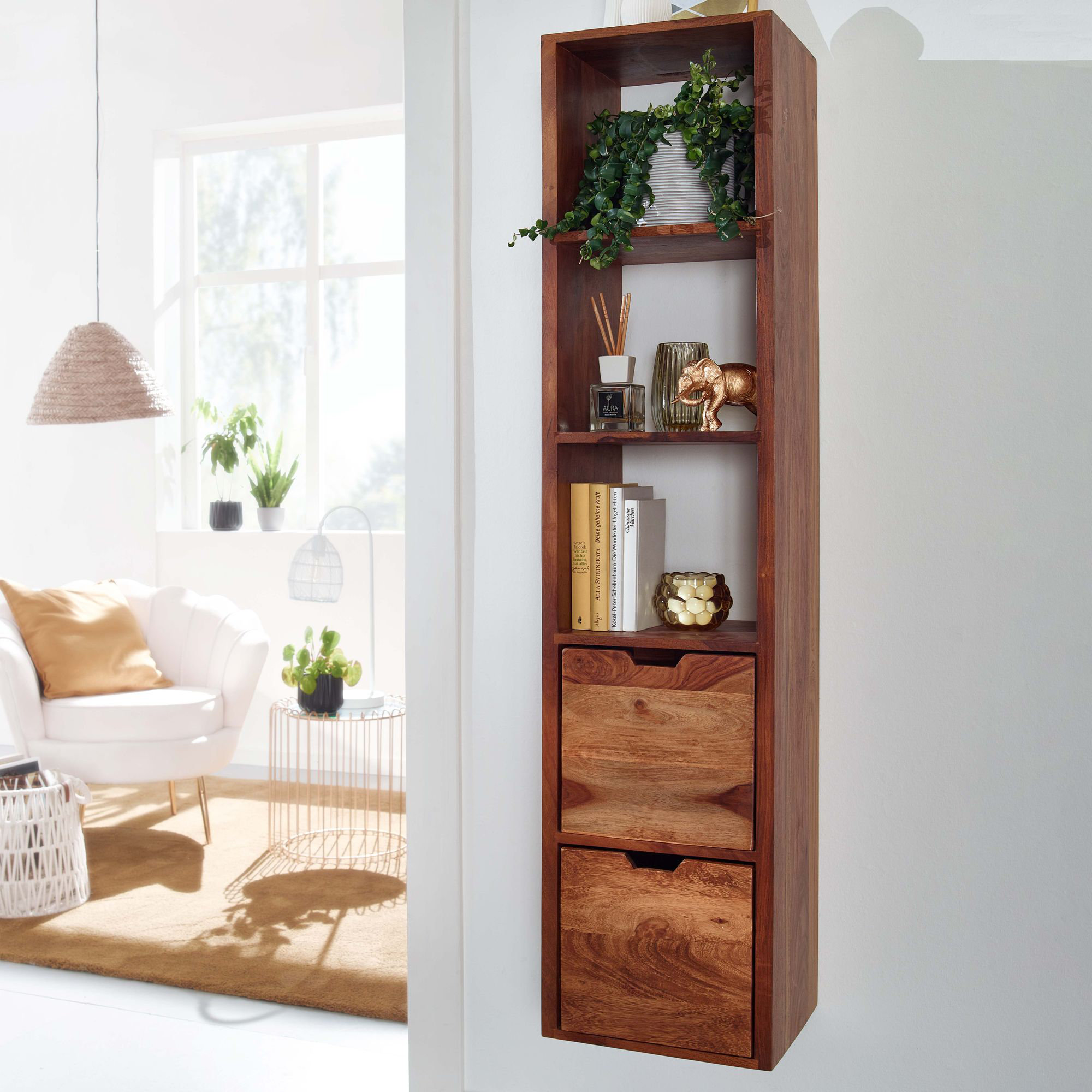 Union Rustic Belview 5 Piece Sheesham Solid Wood Floating Shelf ...