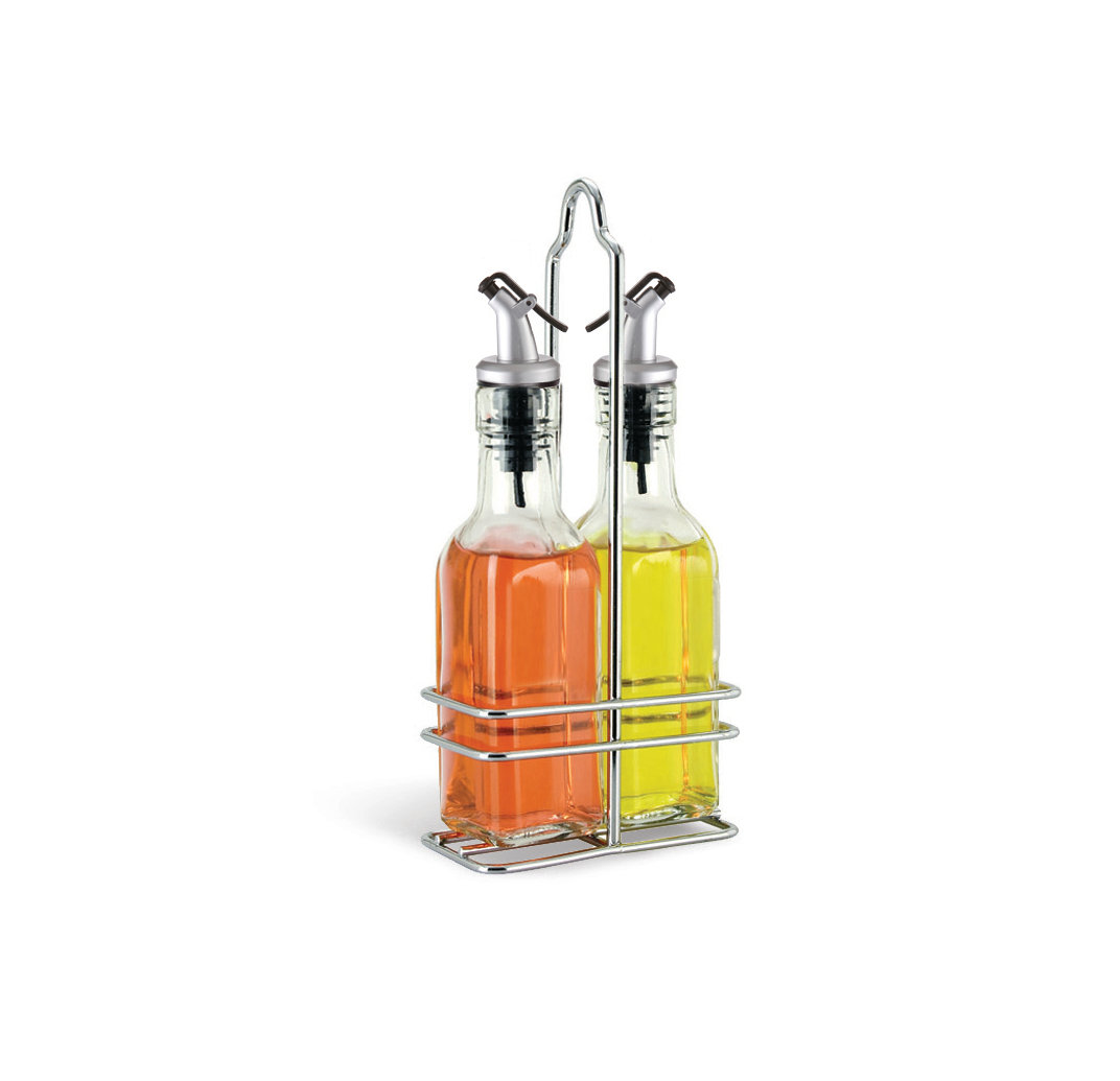 Charlton Home® 6 oz. Oil and Vinegar Cruet Set with Caddy & Reviews ...