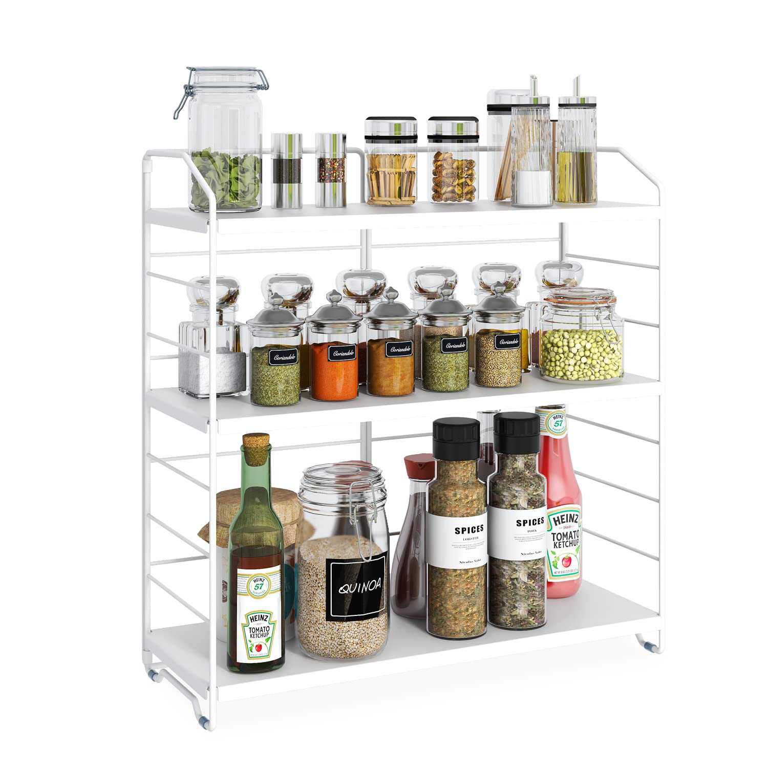 Belfry Kitchen Spice Rack Organizer 3-Tier Adjustable, Kitchen ...