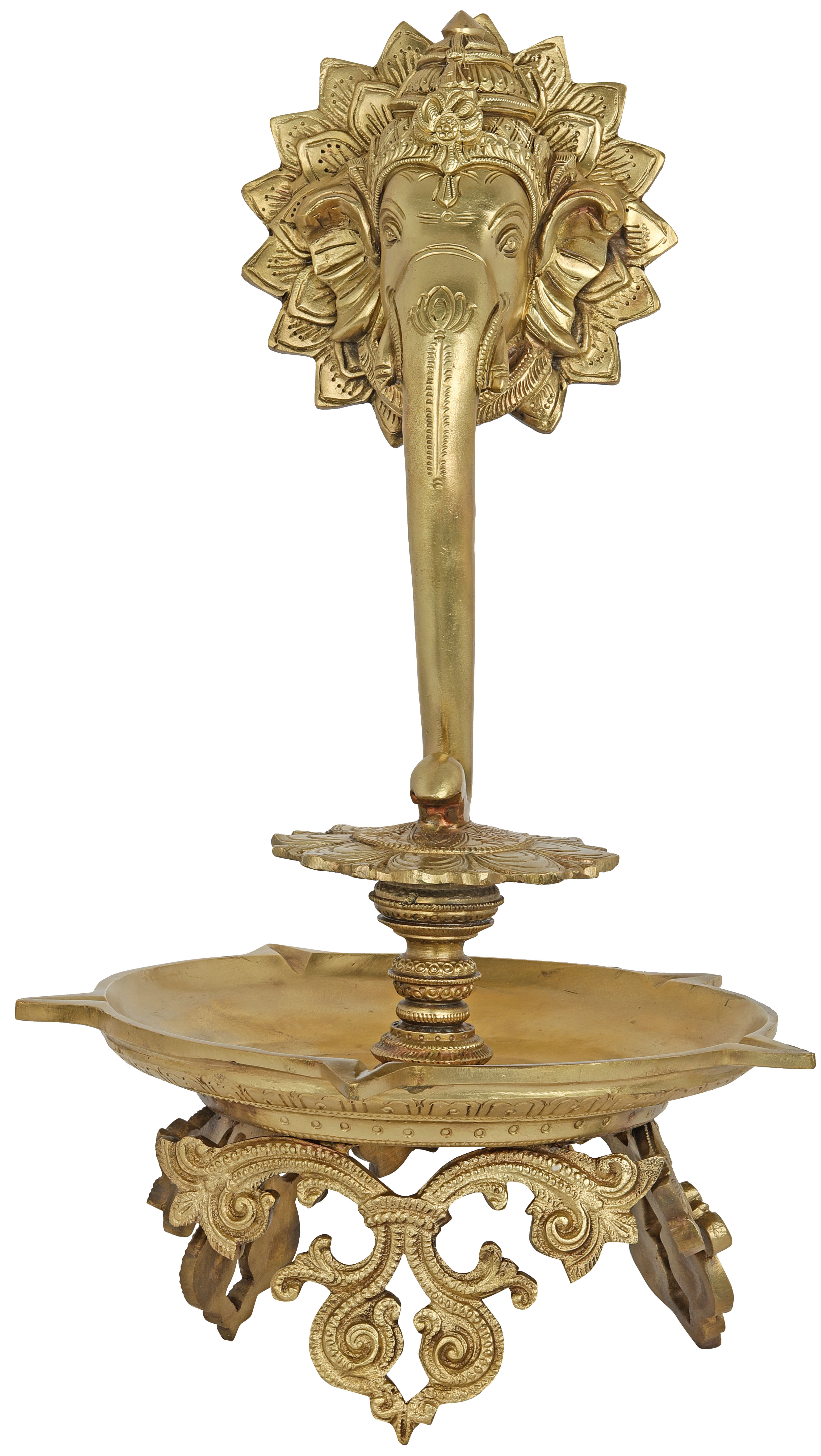 Bungalow Rose Stylized Ganesha Flower Haloed Head On Five Wicks Large ...