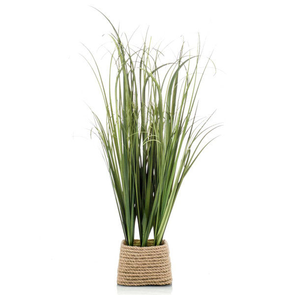 The Seasonal Aisle Emerald Artificial Grass Bush in Rope Pot 40cm ...