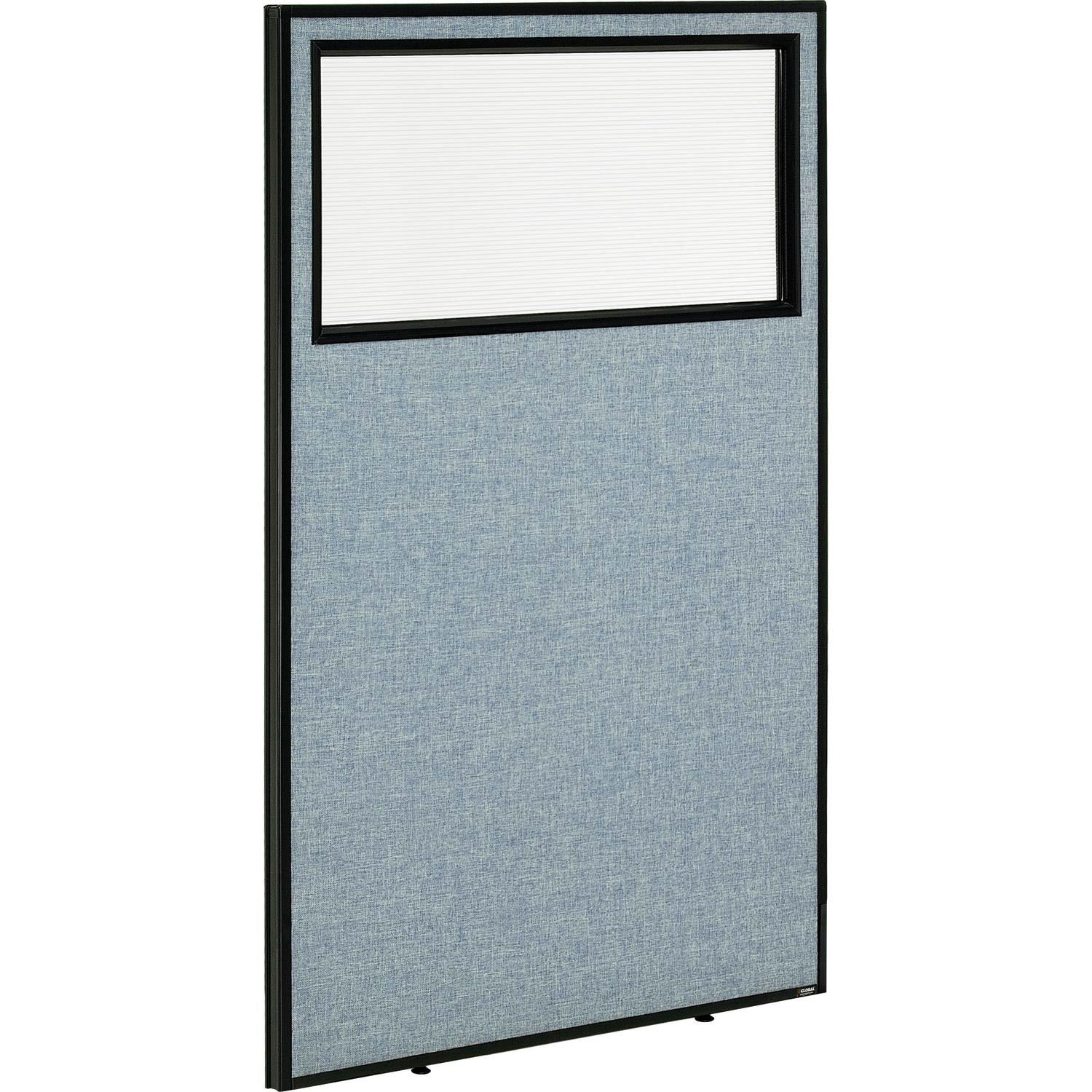 Interion Blue Office Partition Panel With Partial Window | Wayfair