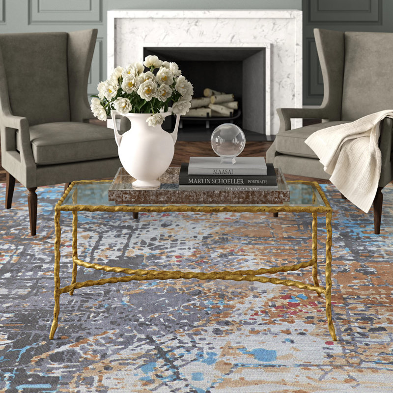 Currey & Company Gilt Rectangular Coffee Table by Gilbert Poillerat ...