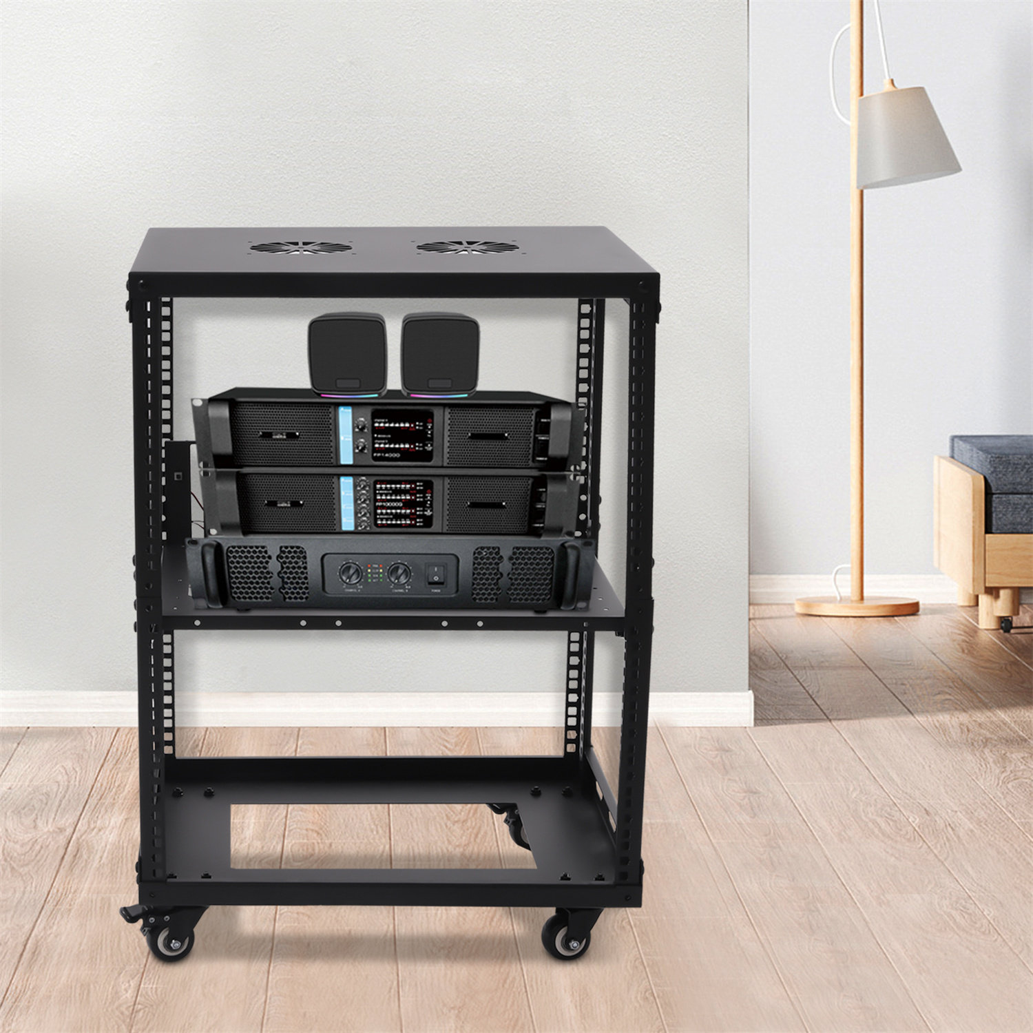 Rebrilliant Klemas 18U Open Frame Server Rack with 4 Post Adjustable Free Standing Rolling | Wayfair