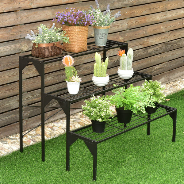 Arlmont & Co. 3 Tier Outdoor Metal Heavy Duty Modern For Multiple Plant ...