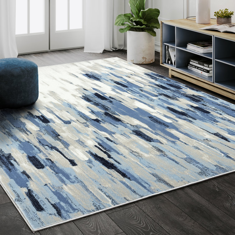 Orren Ellis Aerilyn Abstract Blue/Beige Area Rug & Reviews | Wayfair