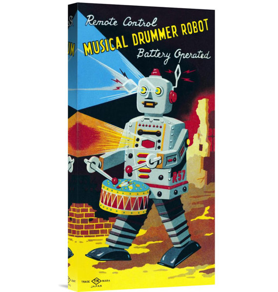 Global Gallery Musical Drummer Robot by Retrobot - Unframed ...