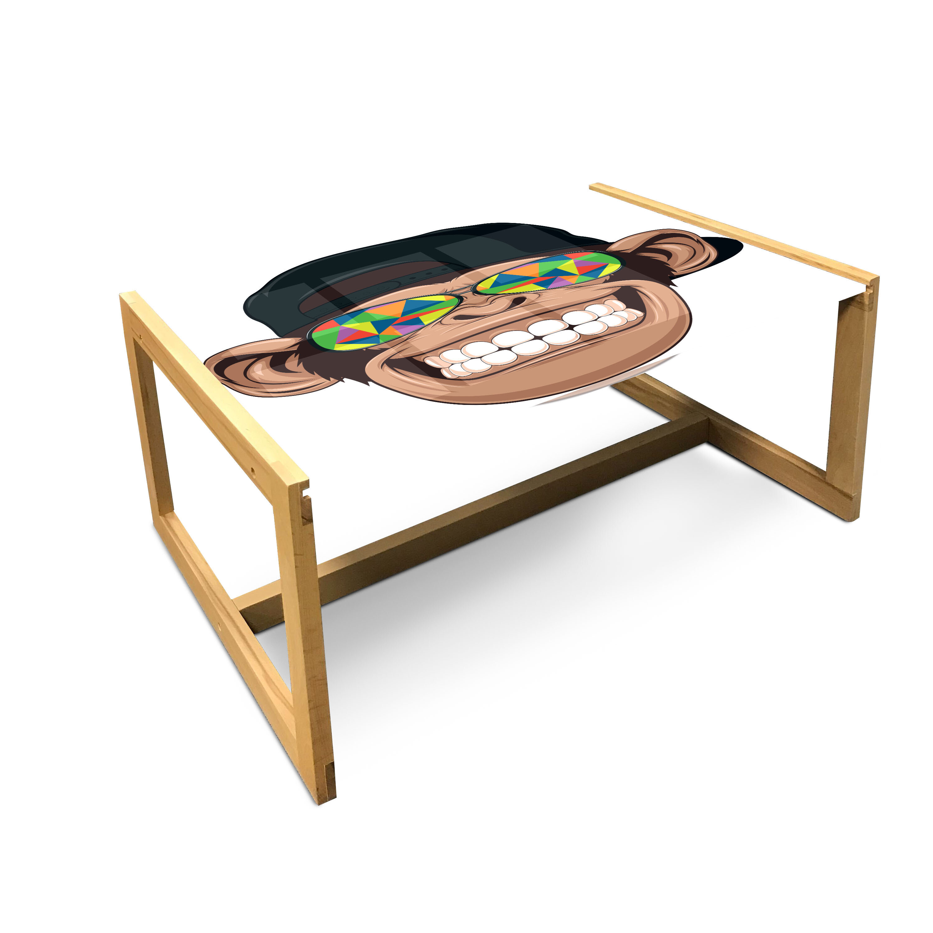 East Urban Home Cartoon Coffee Table, Fun Hipster Monkey With Colorful ...