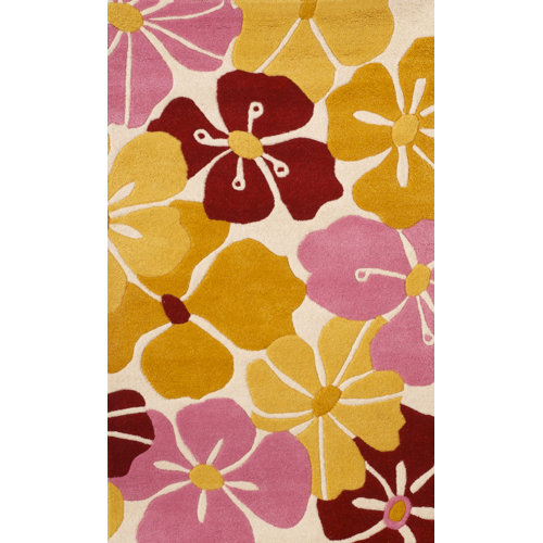 Abacasa Handmade Wool Pink/Gold Rug | Wayfair