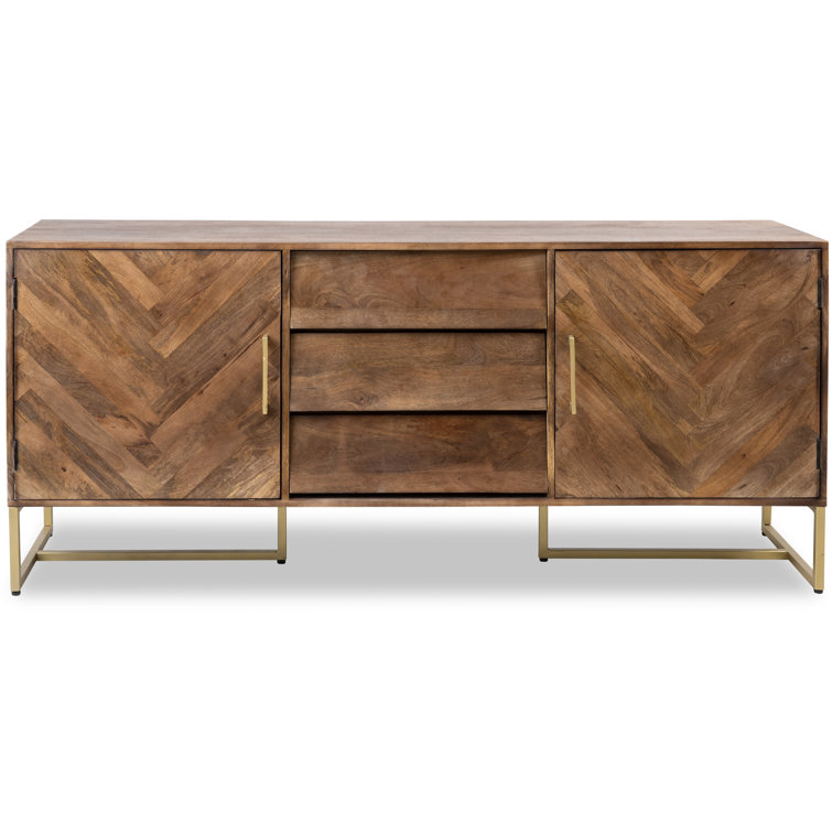 Union Rustic Avillion 180Cm Wide 3 Drawer Mango Solid Wood Sideboard ...