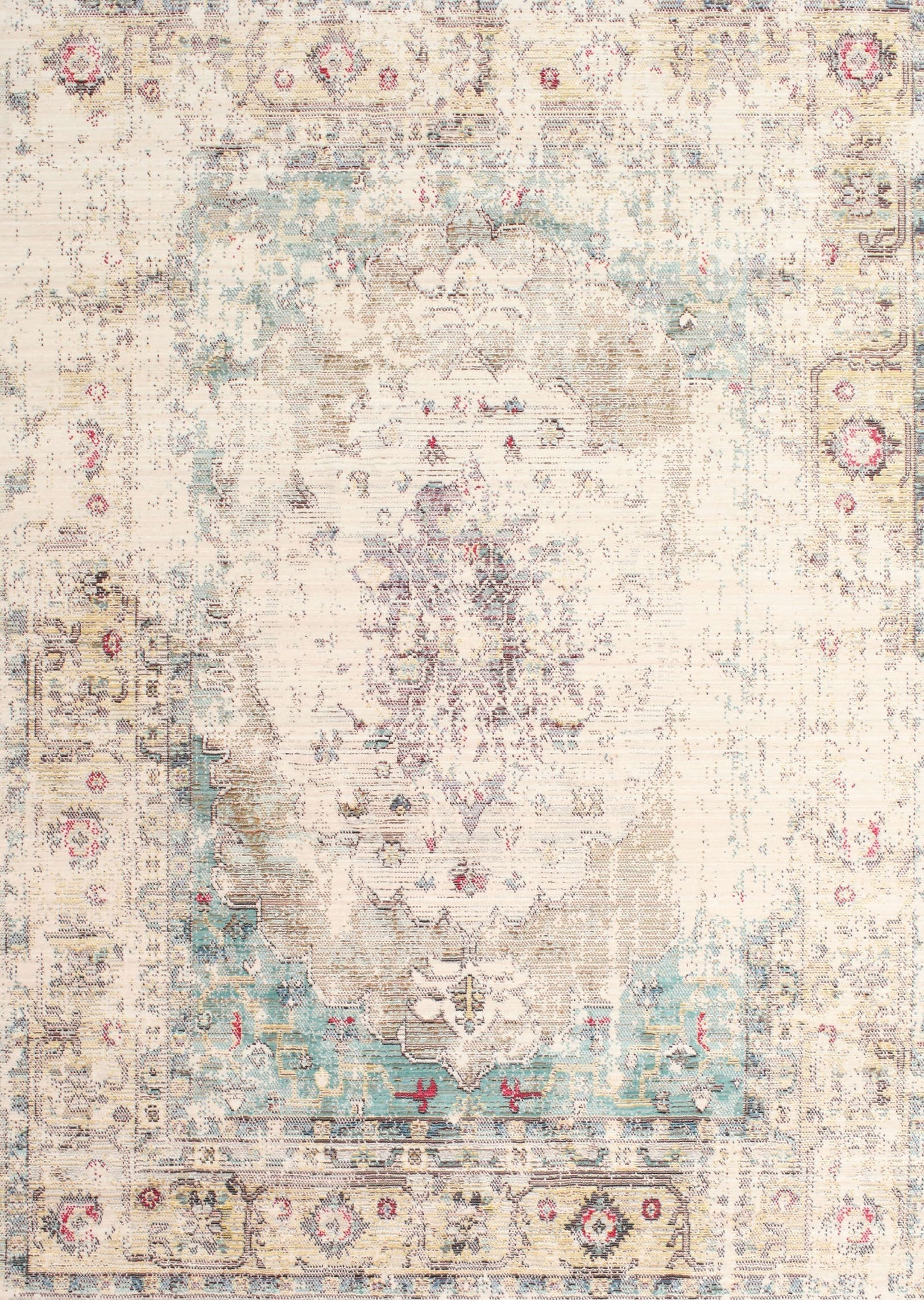 Bloomsbury Market Atsabe Traditional Aqua Blue/Beige Area Rug | Wayfair