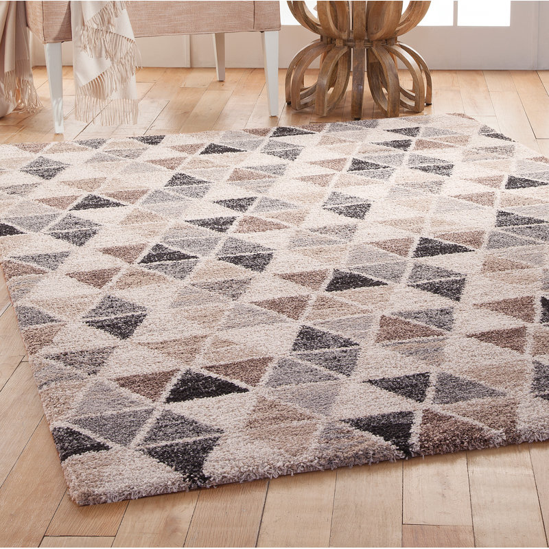 George Oliver Bethena Geometric Gray/Brown Area Rug | Wayfair