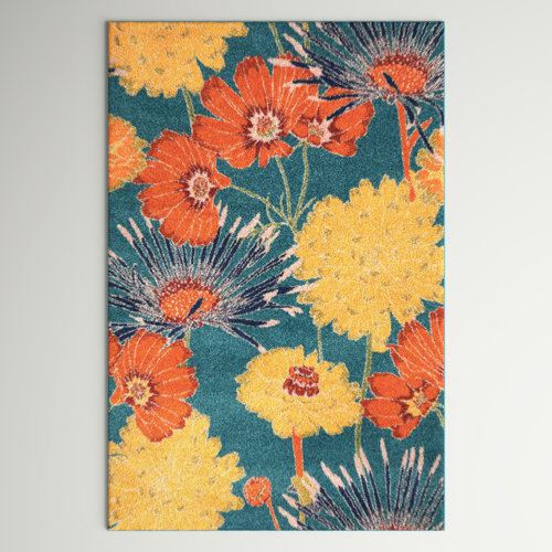 Andover Mills™ Amick Performance Turquoise/Yellow/Orange Rug & Reviews ...