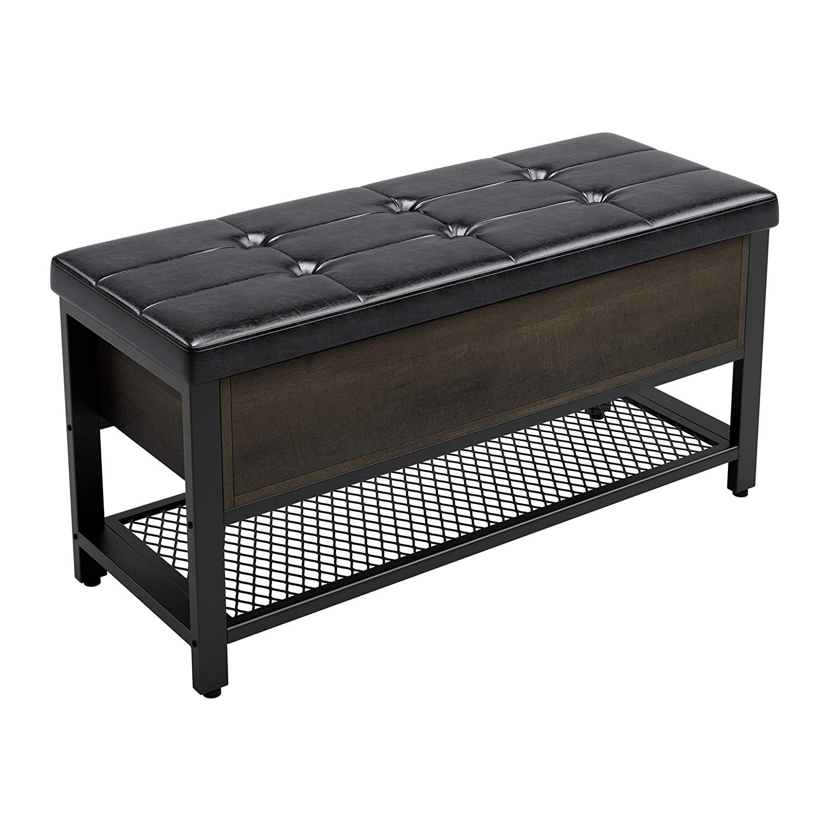 17 Stories Bench With Storage, Long Shoe Bench With Flip Top And ...
