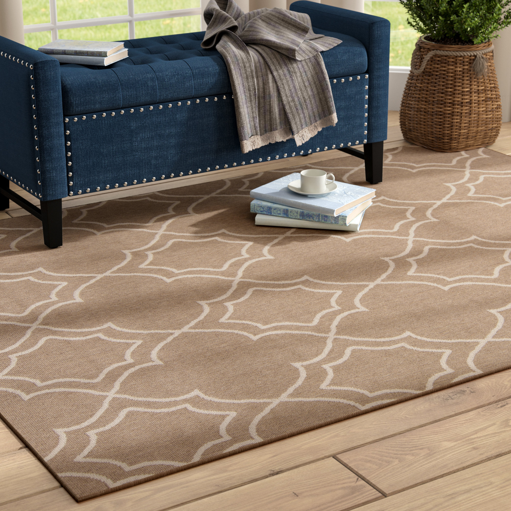 Alcott Hill® Amato Camel/Cream Indoor/Outdoor Rug & Reviews | Wayfair