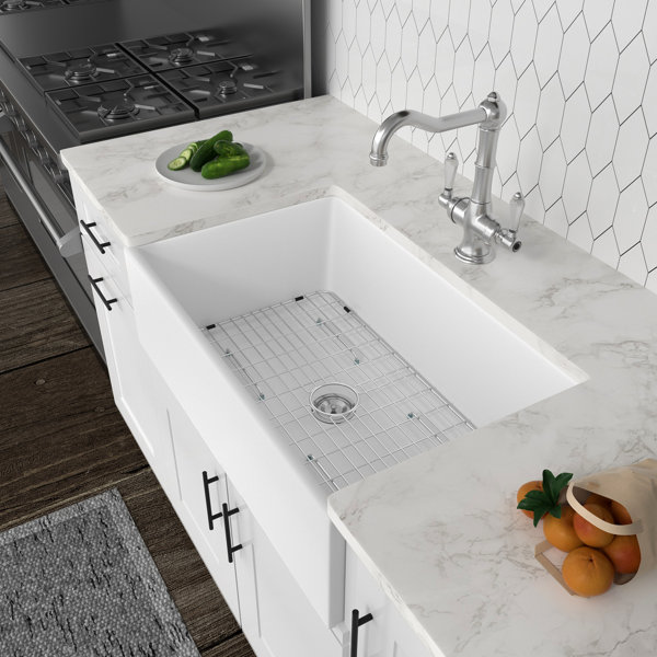 Beslend 30 L x 18 W Apron Front Farmhouse Ceramic Kitchen Sink 10 Inch ...