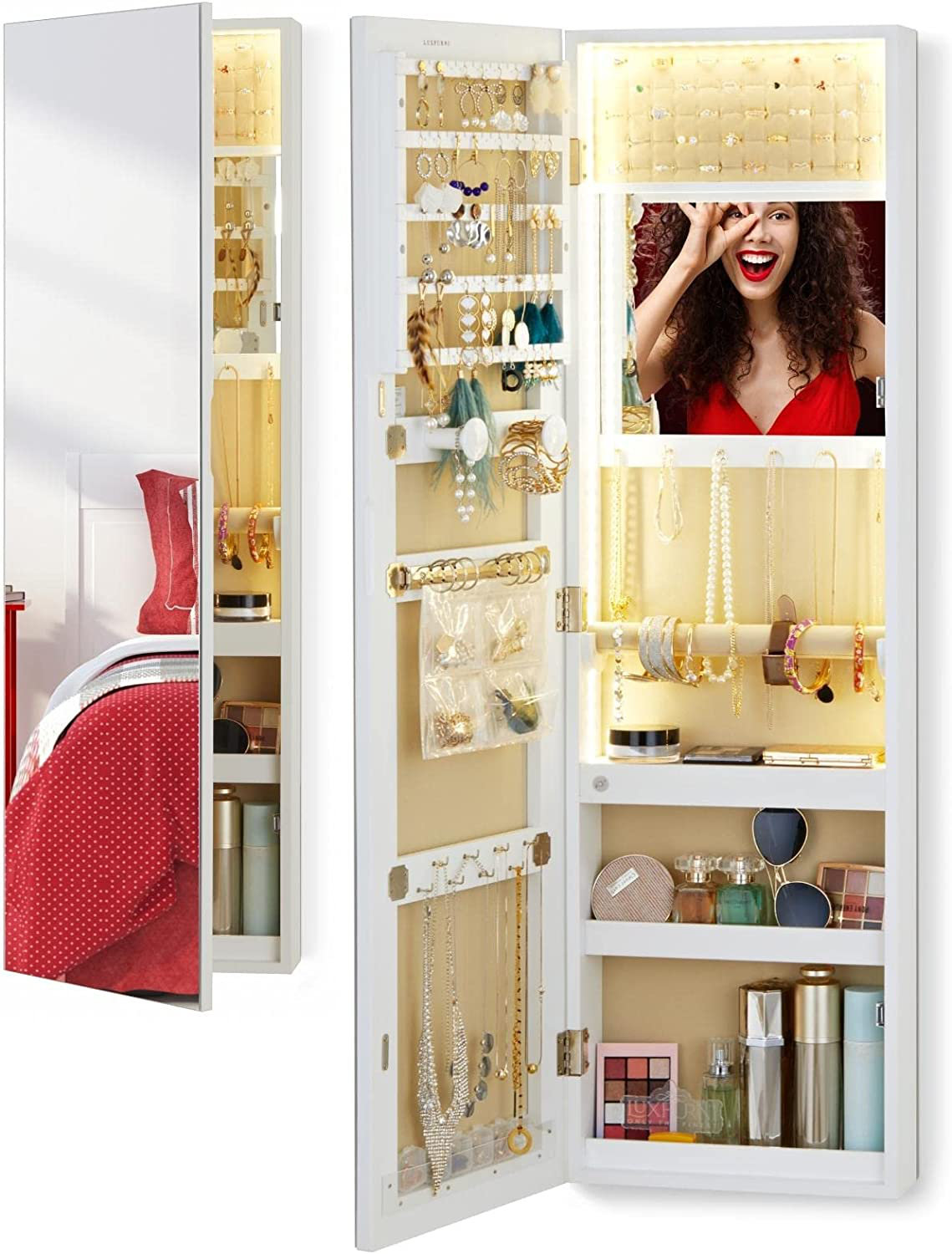 Ebern Designs Naaliyah 12.4'' Wide Hand Painted Jewelry Armoire | Wayfair