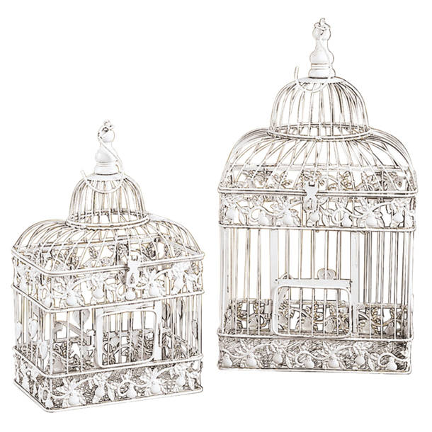 Ophelia & Co. 2 Piece Pawlowski Decorative Metal Bird Cage Set ...
