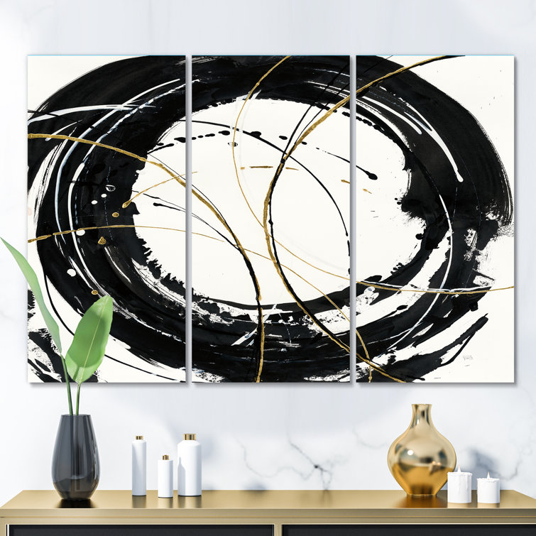 East Urban Home Gold Metallic Circle - 3 Piece Wrapped Canvas Graphic ...