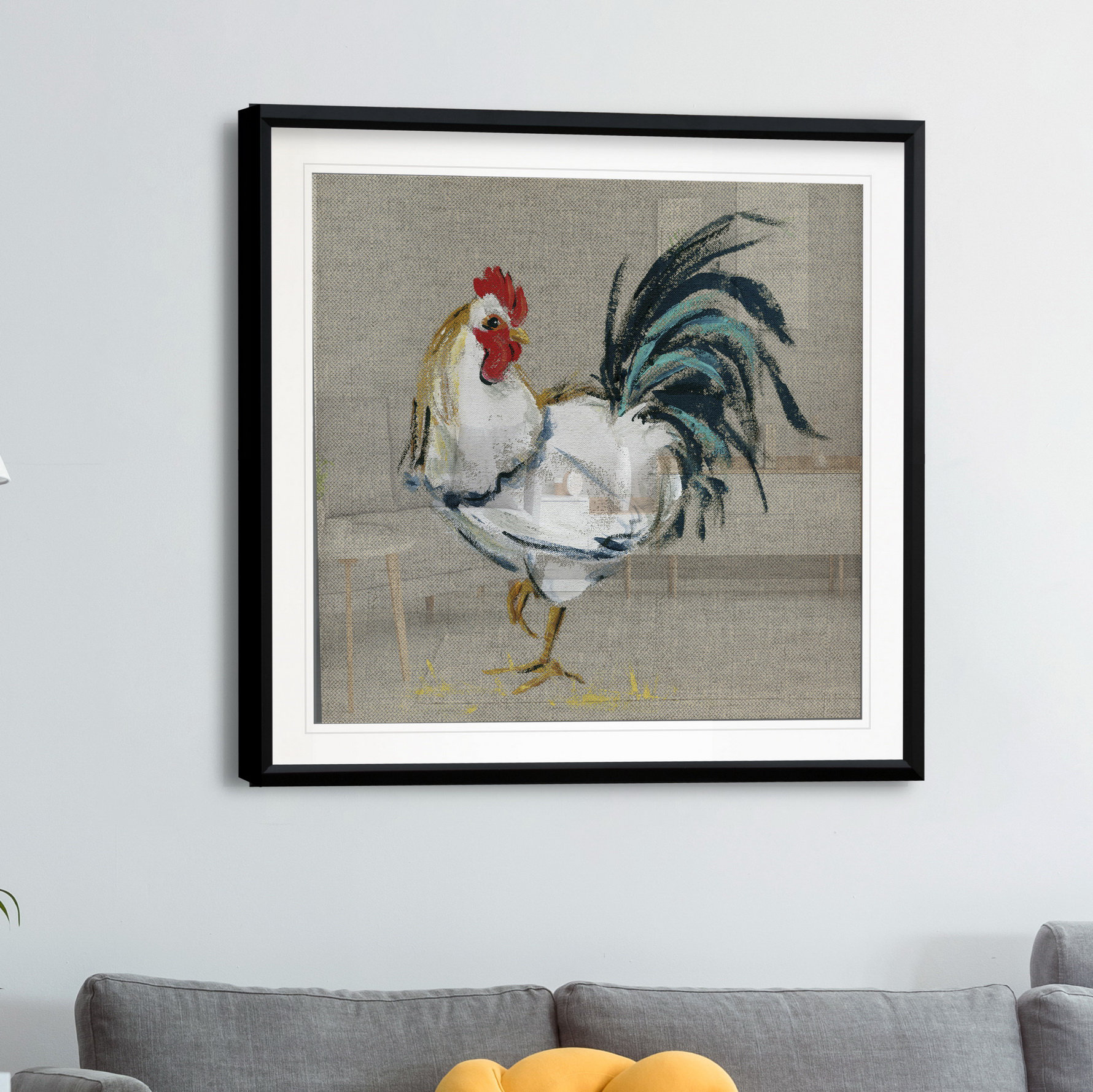 August Grove® Linen Rooster II - Painting | Wayfair