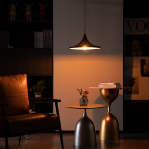 Corrigan Studio® Modern Round Thin Metal Black Pendant Lamp, Ceiling ...