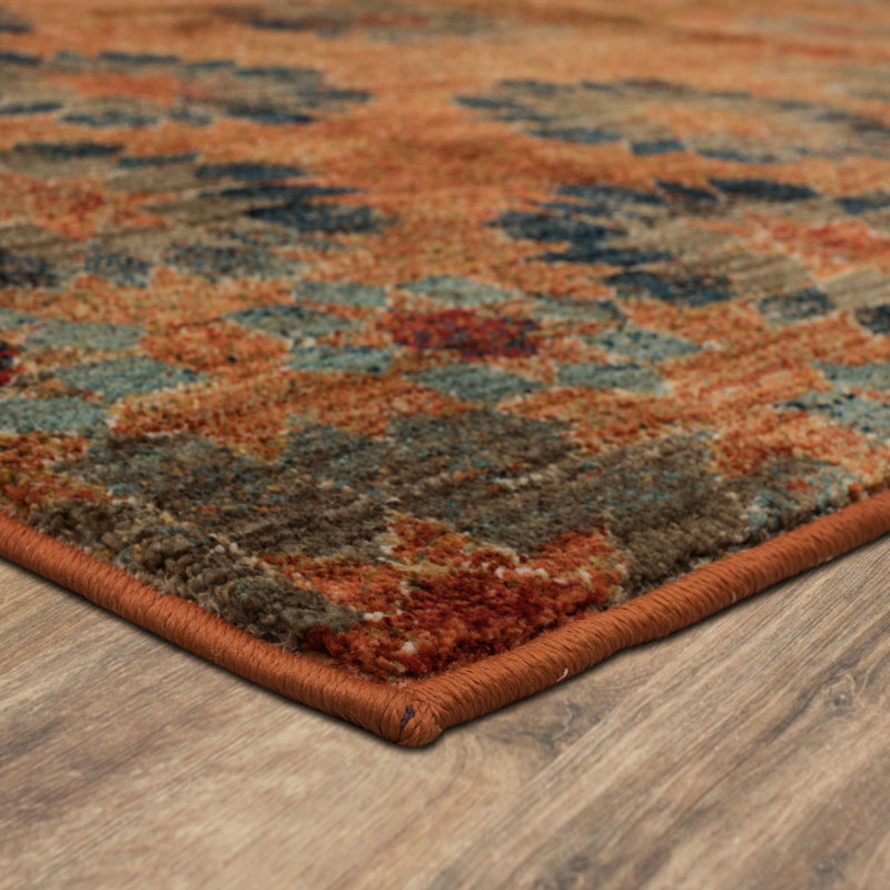 Patina Vie Studio Performance Orange/Turquoise Blue Rug & Reviews | Wayfair