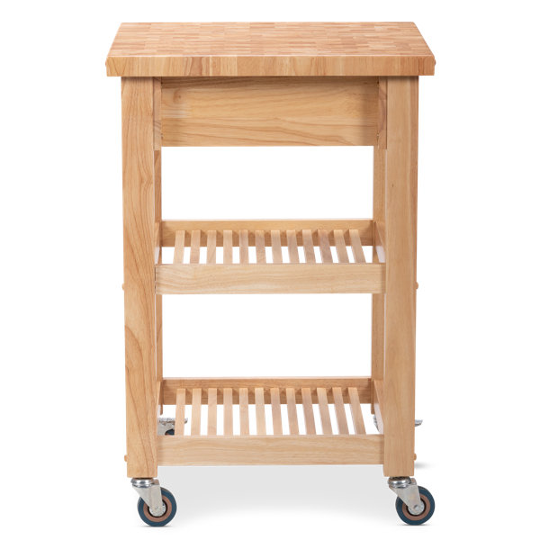 Prep & Savour 24'' Wide Rolling Kitchen Cart with Solid Wood Top ...
