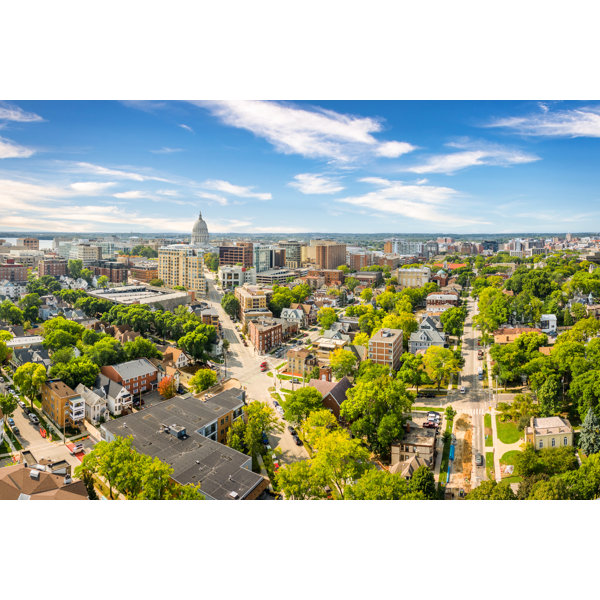 Hokku Designs Madison Skyline - Wrapped Canvas Photograph | Wayfair