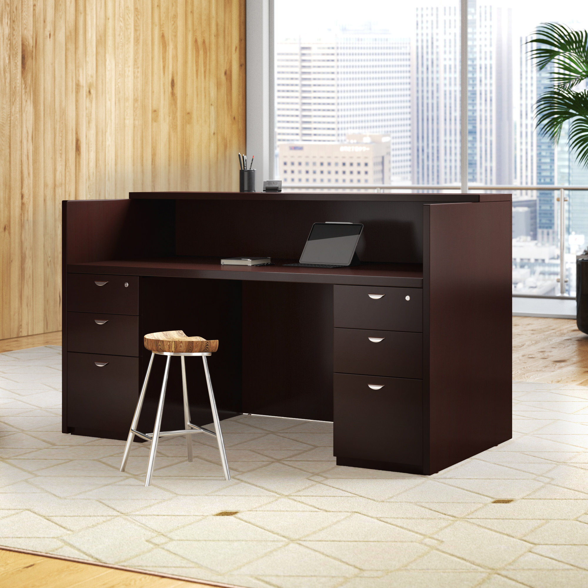 Safco Products Mira 1 Rectangular Wood Reception Desk | Wayfair
