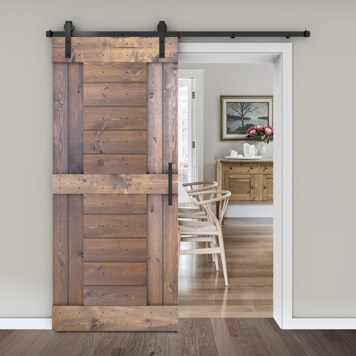 JM HOME Solid Knotty Wood Interior Sliding Barn Wood Door With Hardware ...